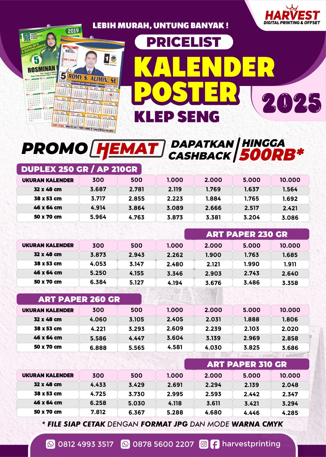 PROMO CETAK KALENDER 2026 Rp 1200/LBR | Percetakan Surabaya